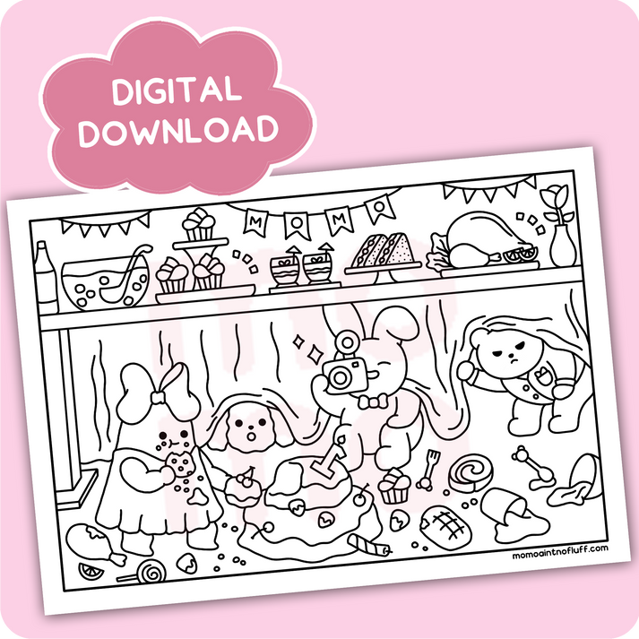 digital printable download • baby momo coloring bundle